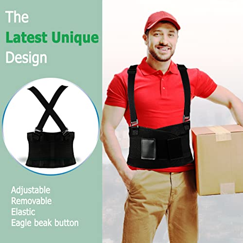 Back Brace Lumbar Back Support Belt for Women and Men , Lower Back Pain Relief Lumbar Support with Removable Suspender Straps , Lower Back Support for Heavy Lifting at Work,Moving and Warehouse Jobs 5XL(53"-65")