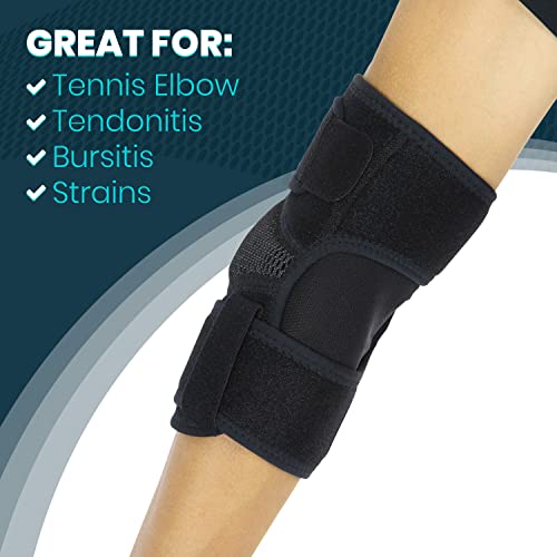 Vive Elbow Brace - Tennis Compression Sleeve - Wrap for Golfers, Bursitis, Left or Right Arm - Tendonitis Support Strap for Golf, Men and Women - Epicondylitis and Sports Recovery