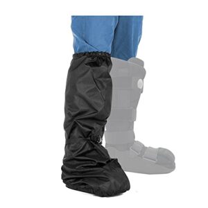 walking boot cover orthopedic medical air walker boot foot cast cover for ankle fracture rain winter snow boot covers women men waterproof tall boot protector reusable accessories (black)