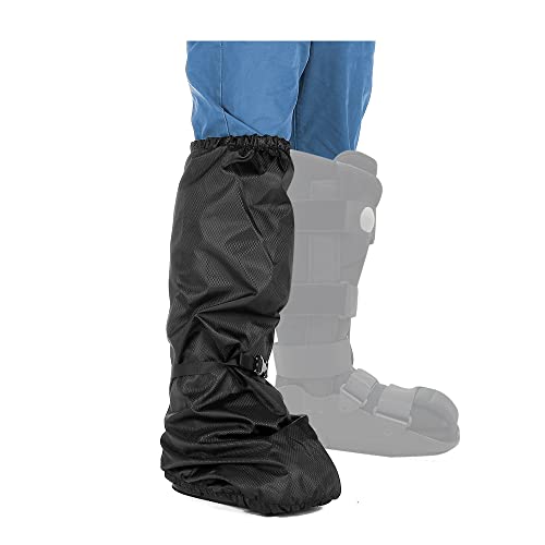 Walking Boot Cover Orthopedic Medical Air Walker Boot Foot Cast Cover for Ankle Fracture Rain Winter Snow Boot Covers Women Men Waterproof Tall Boot Protector Reusable Accessories (Black)