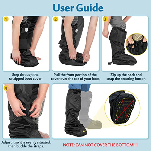 Walking Boot Cover Orthopedic Medical Air Walker Boot Foot Cast Cover for Ankle Fracture Rain Winter Snow Boot Covers Women Men Waterproof Tall Boot Protector Reusable Accessories (Black)