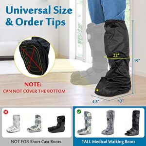 Walking Boot Cover Orthopedic Medical Air Walker Boot Foot Cast Cover for Ankle Fracture Rain Winter Snow Boot Covers Women Men Waterproof Tall Boot Protector Reusable Accessories (Black)