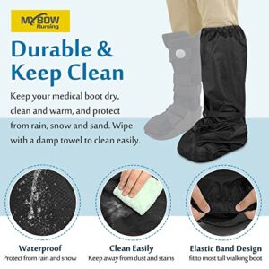 Walking Boot Cover Orthopedic Medical Air Walker Boot Foot Cast Cover for Ankle Fracture Rain Winter Snow Boot Covers Women Men Waterproof Tall Boot Protector Reusable Accessories (Black)