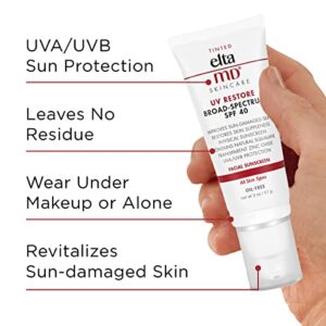 EltaMD UV Restore SPF 40 Anti Aging Face Moisturizer For Women, Broad Spectrum Physical Sunscreen with Zinc Oxide, Mineral Face Sunscreen, Anti Aging Moisturizer, Improves Skin Smoothness, 2 oz Tube