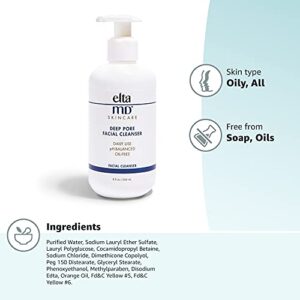 EltaMD Deep Pore Facial Cleanser, Sensitivity-Free, Soap-Free and Oil-Free Face Wash For Oily Skin and Daily Care, 8 Fl Oz (Pack of 1)