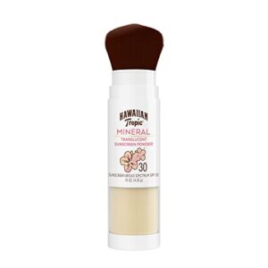 hawaiian tropic mineral powder sunscreen brush, spf 30 | spf powder sunscreen for face, brush on sunscreen powder for face, translucent powder sunscreen, spf 30