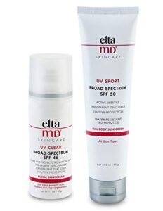 eltamd face and body zinc oxide sunscreen set, mineral-based formula, dermatologist recommended