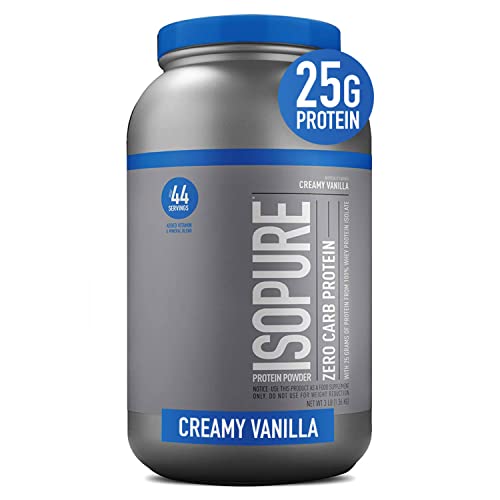 Isopure Creamy Vanilla Whey Isolate Protein Powder with Vitamin C & Zinc for Immune Support, 25g Protein, Zero Carb & Keto Friendly, 3 Pounds (Packaging May Vary)