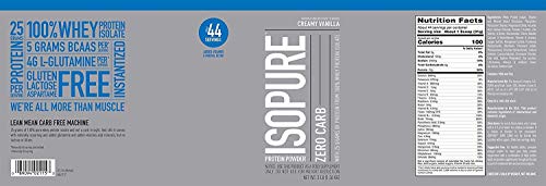 Isopure Creamy Vanilla Whey Isolate Protein Powder with Vitamin C & Zinc for Immune Support, 25g Protein, Zero Carb & Keto Friendly, 3 Pounds (Packaging May Vary)