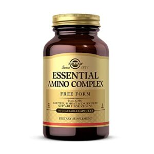 solgar essential amino complex, 90 vegetable capsules – free form essential amino acids – non-gmo, vegan, gluten free, dairy free, kosher – 90 servings