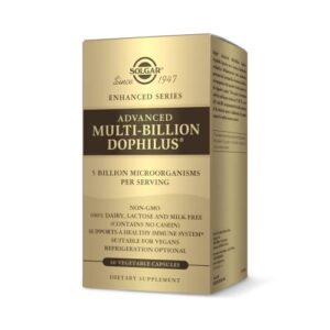 solgar advanced multi-billion dophilus, 60 vegetable capsules – supports healthy intestinal flora – 5 billion microorganisms per serving – gluten, dairy, lactose & milk free – vegetarian – 60 servings