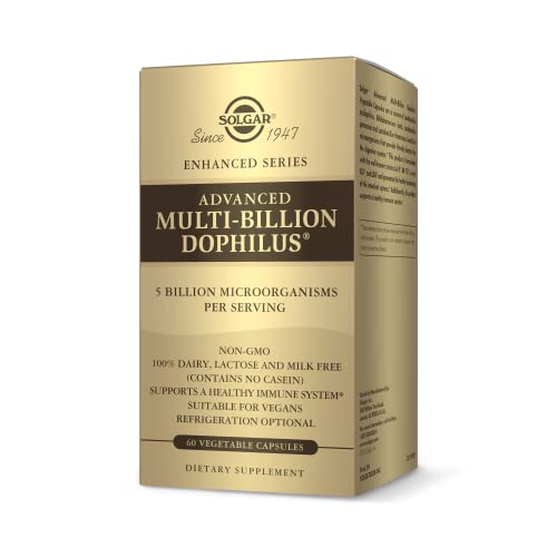 Solgar Advanced Multi-Billion Dophilus, 60 Vegetable Capsules - Supports Healthy Intestinal Flora - 5 Billion Microorganisms Per Serving - Gluten, Dairy, Lactose & Milk Free - Vegetarian - 60 Servings