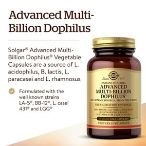 Solgar Advanced Multi-Billion Dophilus, 60 Vegetable Capsules - Supports Healthy Intestinal Flora - 5 Billion Microorganisms Per Serving - Gluten, Dairy, Lactose & Milk Free - Vegetarian - 60 Servings