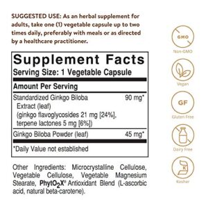 Solgar Ginkgo Biloba Leaf Extract, 180 Vegetable Capsules - Brain Health & Mental Alertness - Standardized Full Potency (SFP) - Non-GMO, Vegan, Gluten Free, Dairy Free, Kosher, Halal - 180 Servings