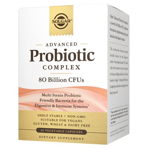 Solgar Advanced Probiotic Complex, 30 Vegetable Capsules - 80 Billion CFU Multi Strain Probiotic - Everyday Care for Digestive & Immune Systems - Non-GMO, Vegan, Gluten & Dairy Free, 30 Servings