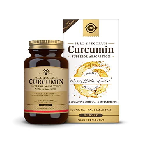 Solgar Full Spectrum Curcumin - 90 LiCaps - Superior Absorption - Brain, Joint & Immune Health - Non-GMO, Vegan, Gluten Free, Dairy Free - 90 Servings