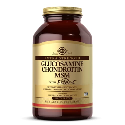 Solgar Extra Strength Glucosamine Chondroitin MSM w/ Ester-C, - Promotes Healthy Joints, Supports Comfortable Movement & Collagen Formation - 180 Count (Pack of 1)