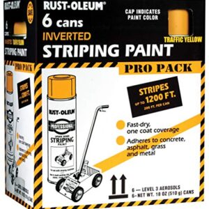 Rust-Oleum 2395000 High-Performance Striping Line Marking Machine, 9" x 27.5", Yellow & P2548849 Professional Striping Spray Paint Contractor Pack, 18 oz, Yellow, 6 Pack