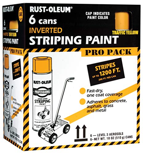 Rust-Oleum 2395000 High-Performance Striping Line Marking Machine, 9" x 27.5", Yellow & P2548849 Professional Striping Spray Paint Contractor Pack, 18 oz, Yellow, 6 Pack