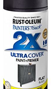 Rust-Oleum 7798830 Stops Rust Spray Paint, 12-Ounce, Semi Gloss Black & 249127 Painter's Touch 2X Ultra Cover, 12 Oz, Flat Black