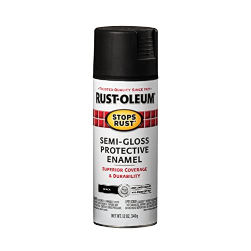 Rust-Oleum 7798830 Stops Rust Spray Paint, 12-Ounce, Semi Gloss Black & 249127 Painter's Touch 2X Ultra Cover, 12 Oz, Flat Black