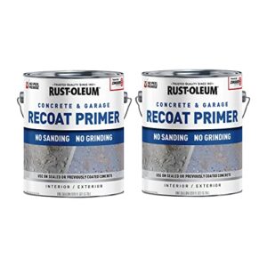 rust-oleum 338806-2pk concrete & garage floor recoat primer, gallon, gray, 2 pack