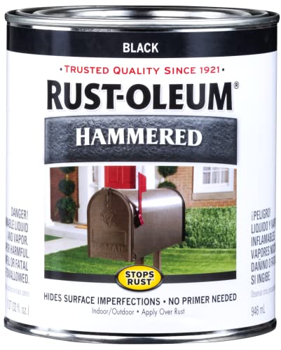 Rust-Oleum 7215502-2PK Stops Rust Hammered Finish Paint, Quart, Black, 2 Pack