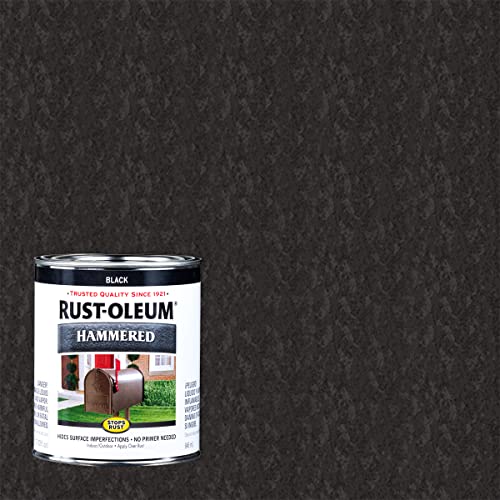 Rust-Oleum 7215502-2PK Stops Rust Hammered Finish Paint, Quart, Black, 2 Pack