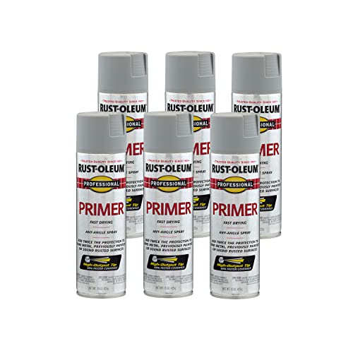 Rust-Oleum 7582838-6PK Professional Primer Spray, 15 Oz, Flat Gray, 6 Pack