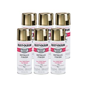 rust-oleum 7710830-6pk stops rust bright coat metallic spray paint, 11 oz, gold, 6 pack