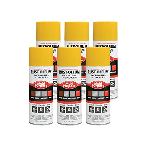 Rust-Oleum 1644830-6PK Industrial Choice 1600 System Multi-Purpose Spray Paint, 12 oz, OSHA Safety Yellow, 6 Pack