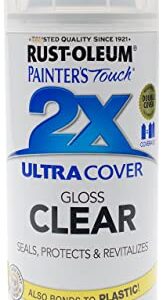 Rust-Oleum 7710830 Stops Rust Bright Coat Metallic Spray Paint, 11 Ounce (Pack of 1) , Gold & 249117 Painter's Touch 2X Ultra Cover, 12 Ounce (Pack of 1), Gloss Clear