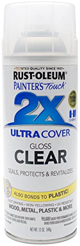 Rust-Oleum 7710830 Stops Rust Bright Coat Metallic Spray Paint, 11 Ounce (Pack of 1) , Gold & 249117 Painter's Touch 2X Ultra Cover, 12 Ounce (Pack of 1), Gloss Clear