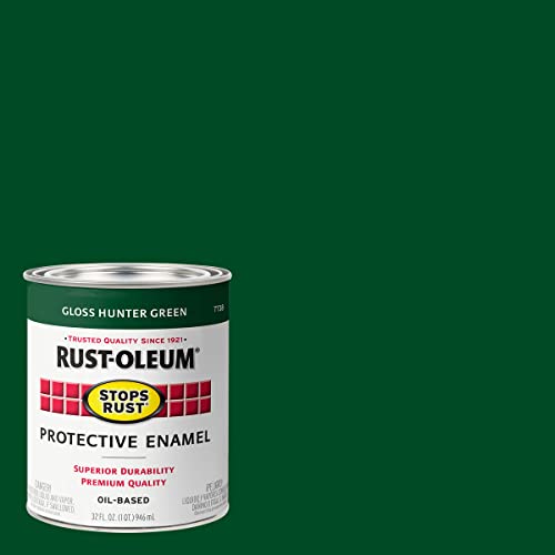 Rust-Oleum 7738502-2PK Stops Rust Brush On Paint, 1 Quarts (Pack of 2), Gloss Hunter Green, 2 Can