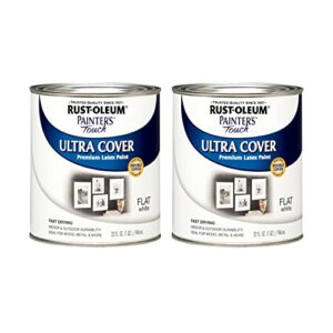 rust-oleum 1990502-2pk painter’s touch latex paint, quart, flat white, 2 pack