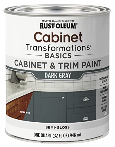 Rust-Oleum 372010 Transformations Basics Cabinet & Trim Paint, Quart, Dark Gray