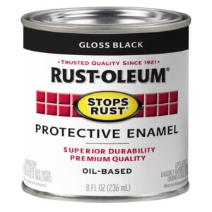 rust-oleum stops rust gloss black oil-based industrial enamel paint half-pint