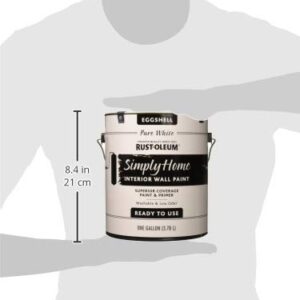 Rust-Oleum Simply Home Interior Wall Paint 332141 Simply Home Eggshell Interior Wall Paint, 1 Gallon (Pack of 1), Pure White, 128 Fl Oz