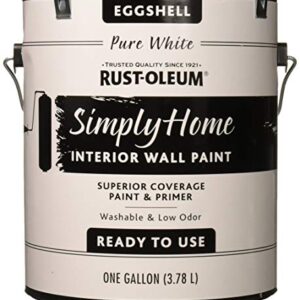 Rust-Oleum Simply Home Interior Wall Paint 332141 Simply Home Eggshell Interior Wall Paint, 1 Gallon (Pack of 1), Pure White, 128 Fl Oz