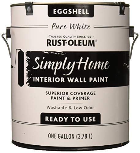 Rust-Oleum Simply Home Interior Wall Paint 332141 Simply Home Eggshell Interior Wall Paint, 1 Gallon (Pack of 1), Pure White, 128 Fl Oz