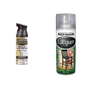 rust-oleum 249131 11 oz universal all surface spray paint, oil rubbed bronze metallic & 1906830 lacquer spray, 11-ounce, gloss clear