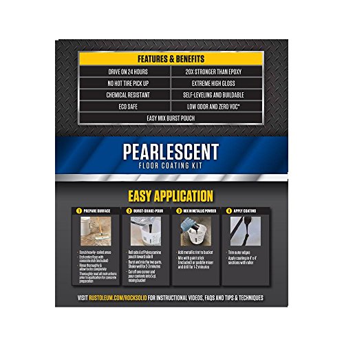 Rust-Oleum 306325 Rock-Solid Pearlescent Garage Floor Coating Kit, 1 Count (Pack of 1), Pearl Black, 128 Fl Oz