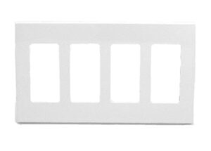 leviton 80312-sw 4-gang decora plus wallplate screwless snap-on mount, white