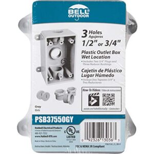 Leviton GFWT1-W Self, Resistant Receptacle, 15-Amp, White & Bell PSB37550GY Single-Gang Weatherproof Three 1/2 in. or 3/4 in, Gray