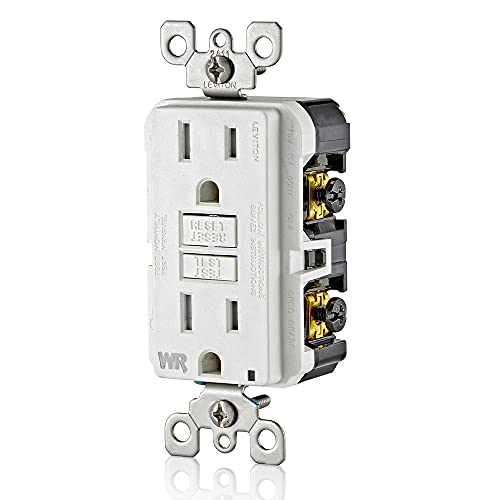 Leviton GFWT1-W Self, Resistant Receptacle, 15-Amp, White & Bell PSB37550GY Single-Gang Weatherproof Three 1/2 in. or 3/4 in, Gray