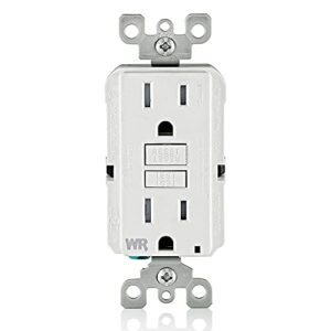 Leviton GFWT1-W Self, Resistant Receptacle, 15-Amp, White & Bell PSB37550GY Single-Gang Weatherproof Three 1/2 in. or 3/4 in, Gray