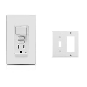 leviton gfsw1-w self-test smartlockpro slim gfci combination switch tamper, 15-amp, white & 80405-w 2-gang 1-toggle 1-decora/gfci device combination wallplate, white