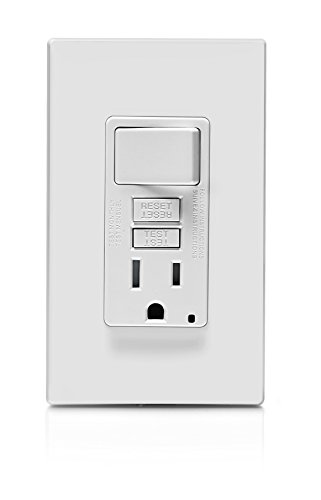 Leviton GFSW1-W Self-Test SmartlockPro Slim GFCI Combination Switch Tamper, 15-Amp, White & 80405-W 2-Gang 1-Toggle 1-Decora/GFCI Device Combination Wallplate, White