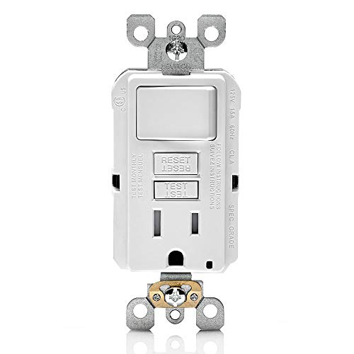 Leviton GFSW1-W Self-Test SmartlockPro Slim GFCI Combination Switch Tamper, 15-Amp, White & 80405-W 2-Gang 1-Toggle 1-Decora/GFCI Device Combination Wallplate, White