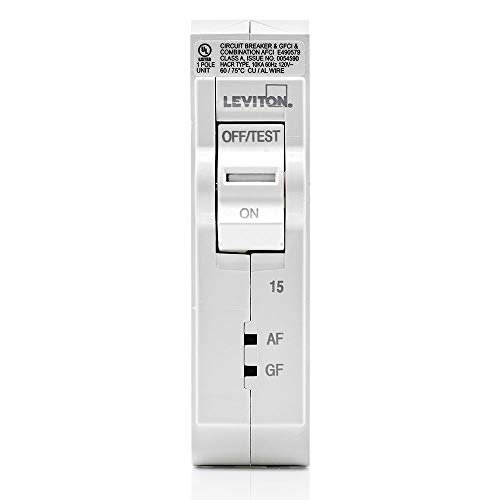 Leviton LB115-DF 15A 1-Pole Plug-On AFCI/GFCI Branch Circuit Breaker, Hydraulic Magnetic, 120 VAC, White